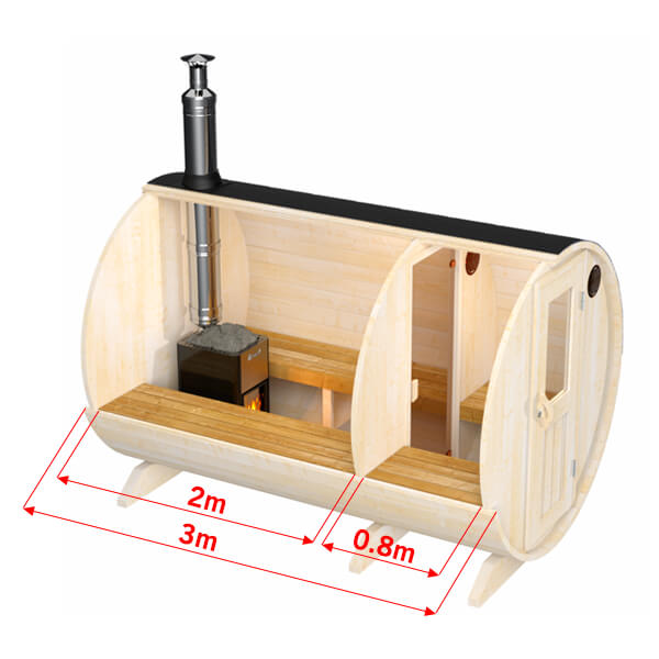 Fass Sauna 3m Mit Vorraum 2 2m Thermoholz Zug3mvt